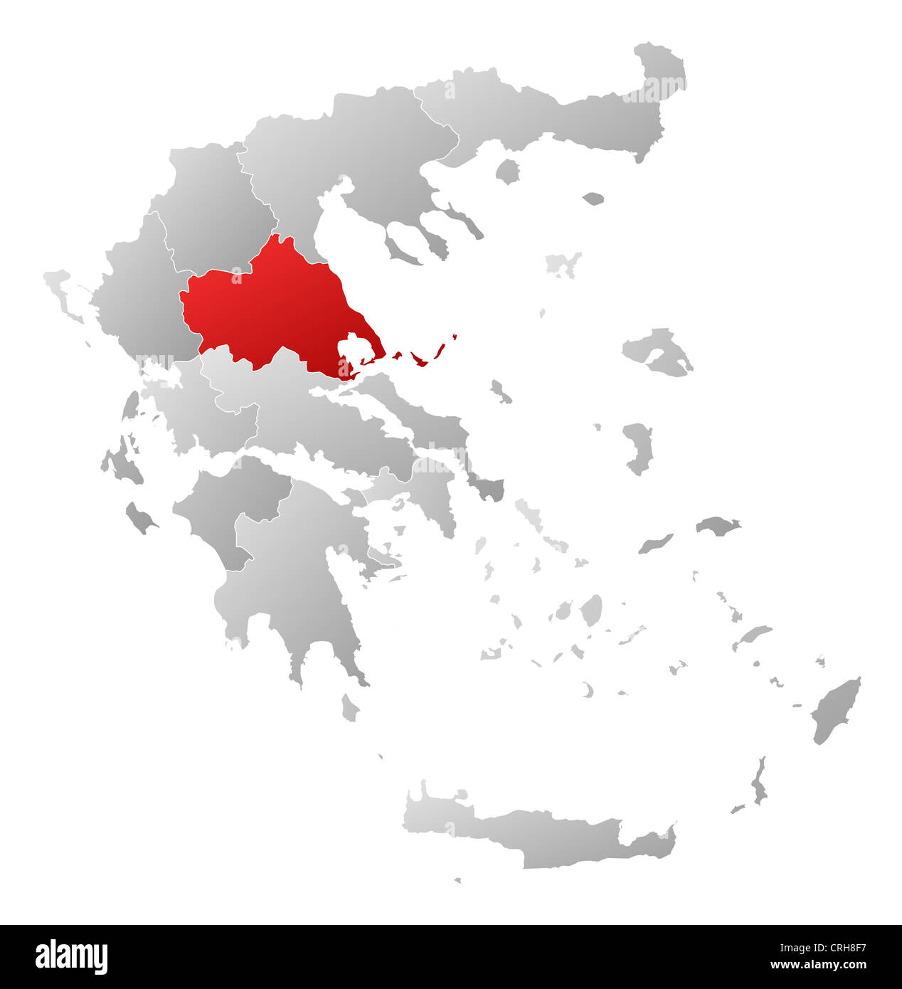 Political map of Greece with the several states where Thessaly is ...