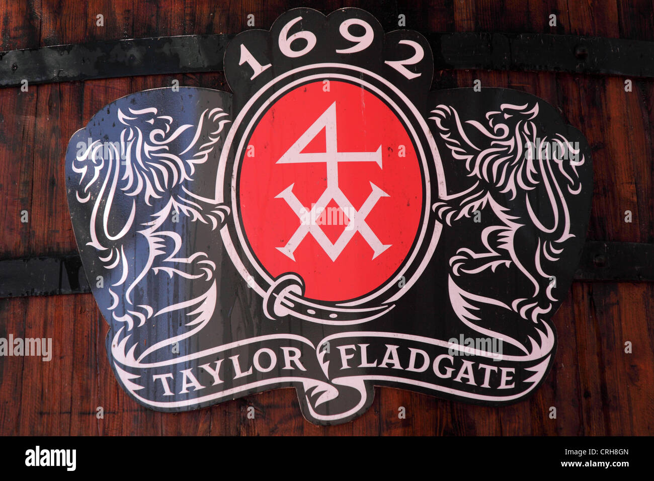 The stained logo of the Tailor Fladgate Port wine house in Vila Nova de ...