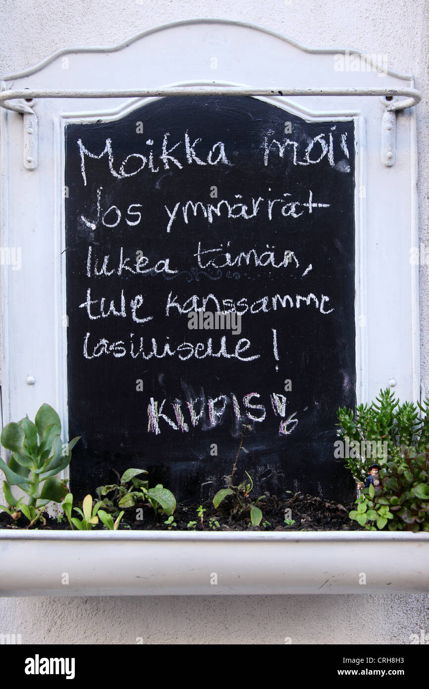 Finnish language sign in Porto, Portugal Stock Photo - Alamy