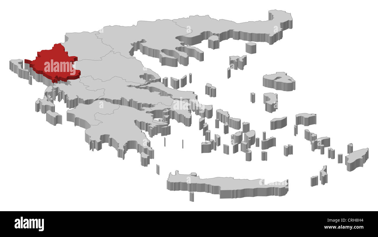 Political map of Greece with the several states where Epirus is ...