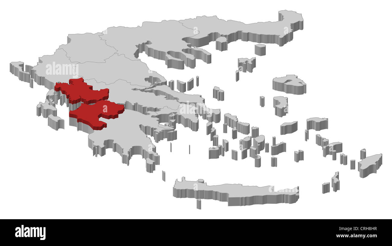 Political map of Greece with the several states where West Greece is ...