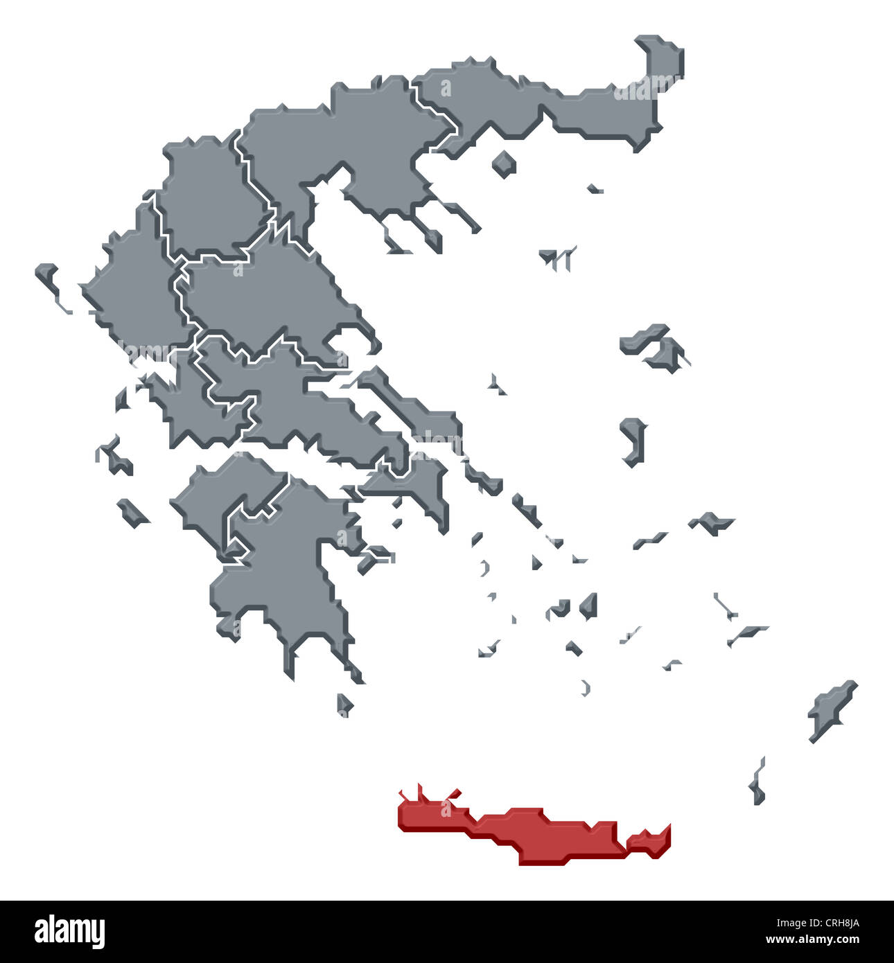 Political map of Greece with the several states where Crete is ...