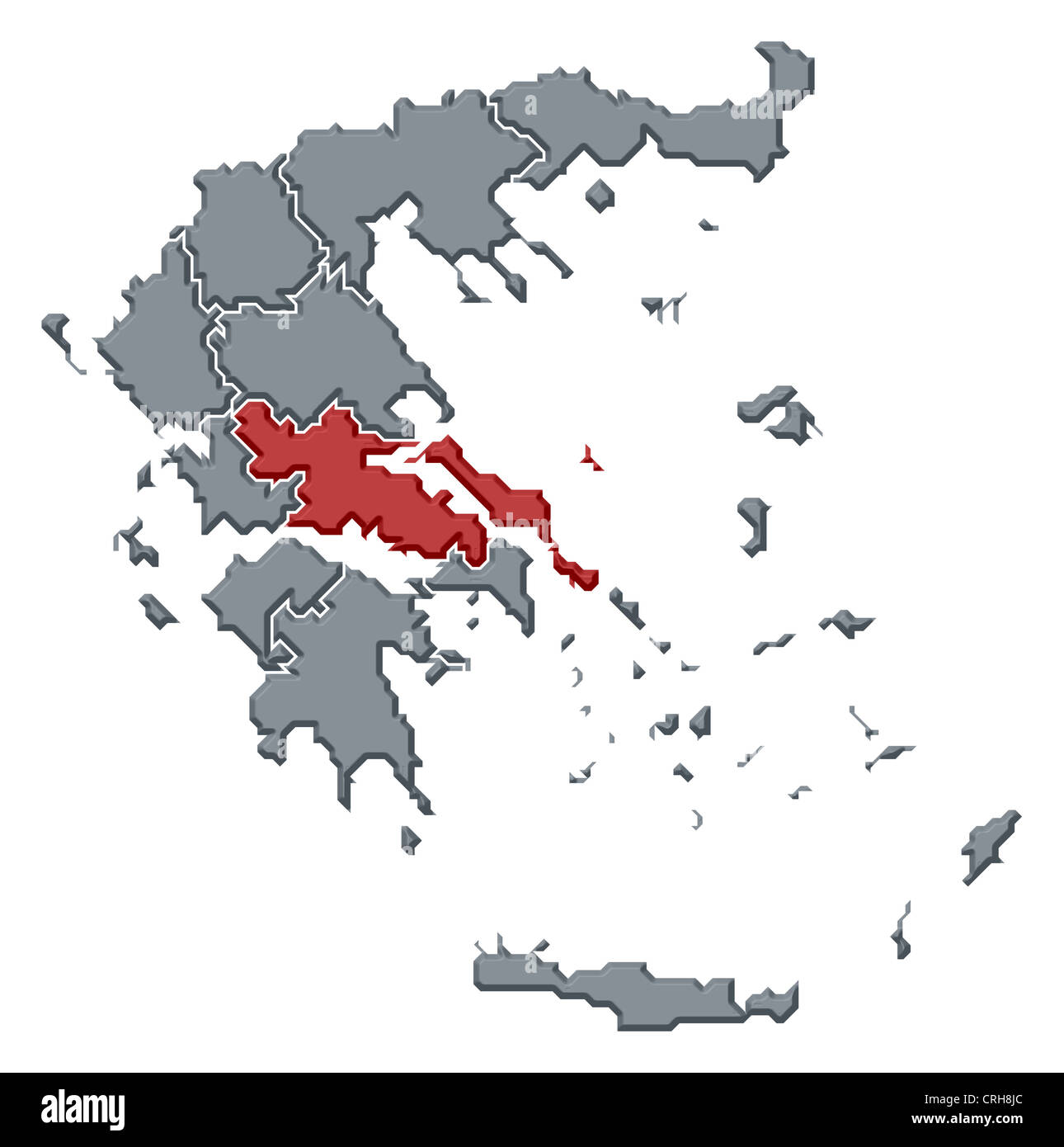 Political map of Greece with the several states where Central Greece is ...