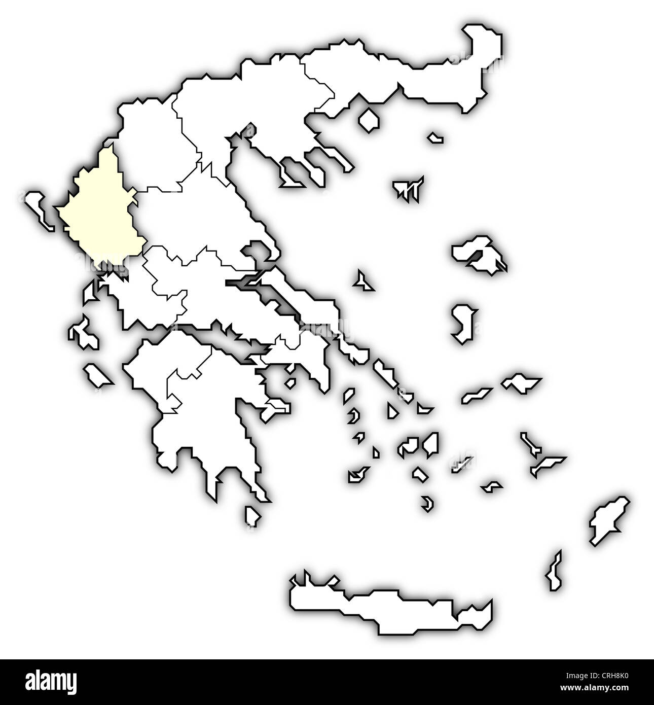 Political map of Greece with the several states where Epirus is ...