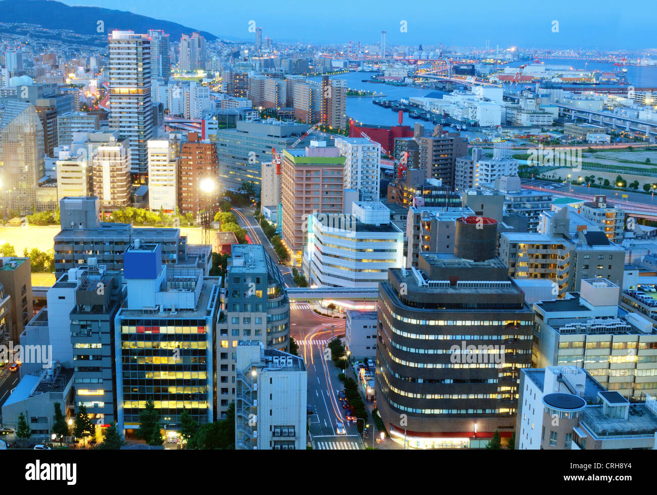 Skyline of Kobe, Japan looking east towards Osaka Stock Photo - Alamy