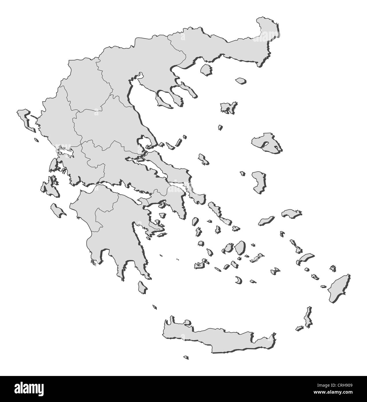 Political map of Greece with the several states Stock Photo - Alamy