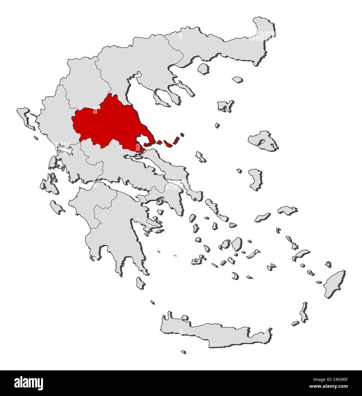 Political map of Greece with the several states where Thessaly is ...