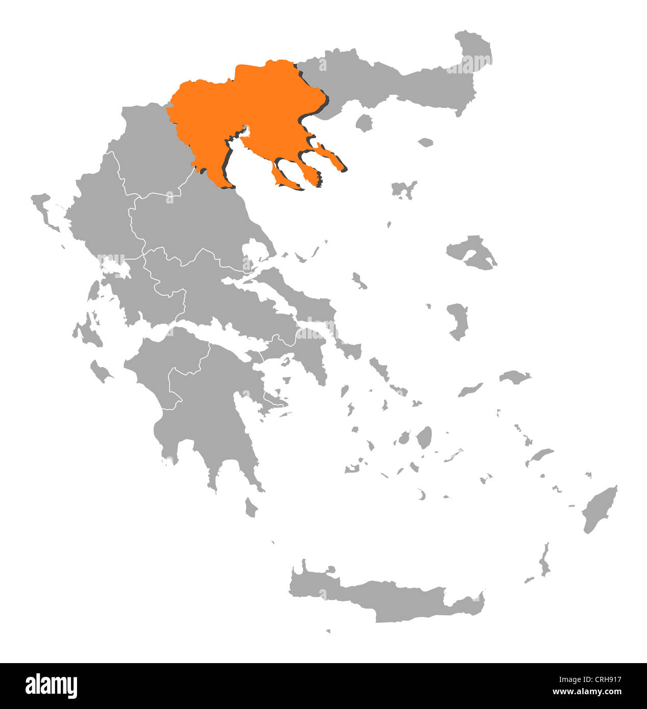 Political map of Greece with the several states where Central Macedonia ...