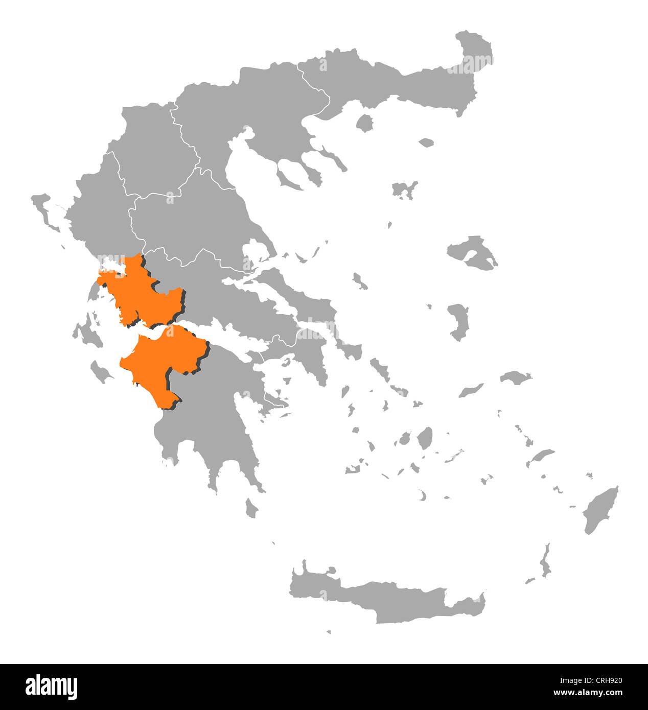 Political map of Greece with the several states where West Greece is ...