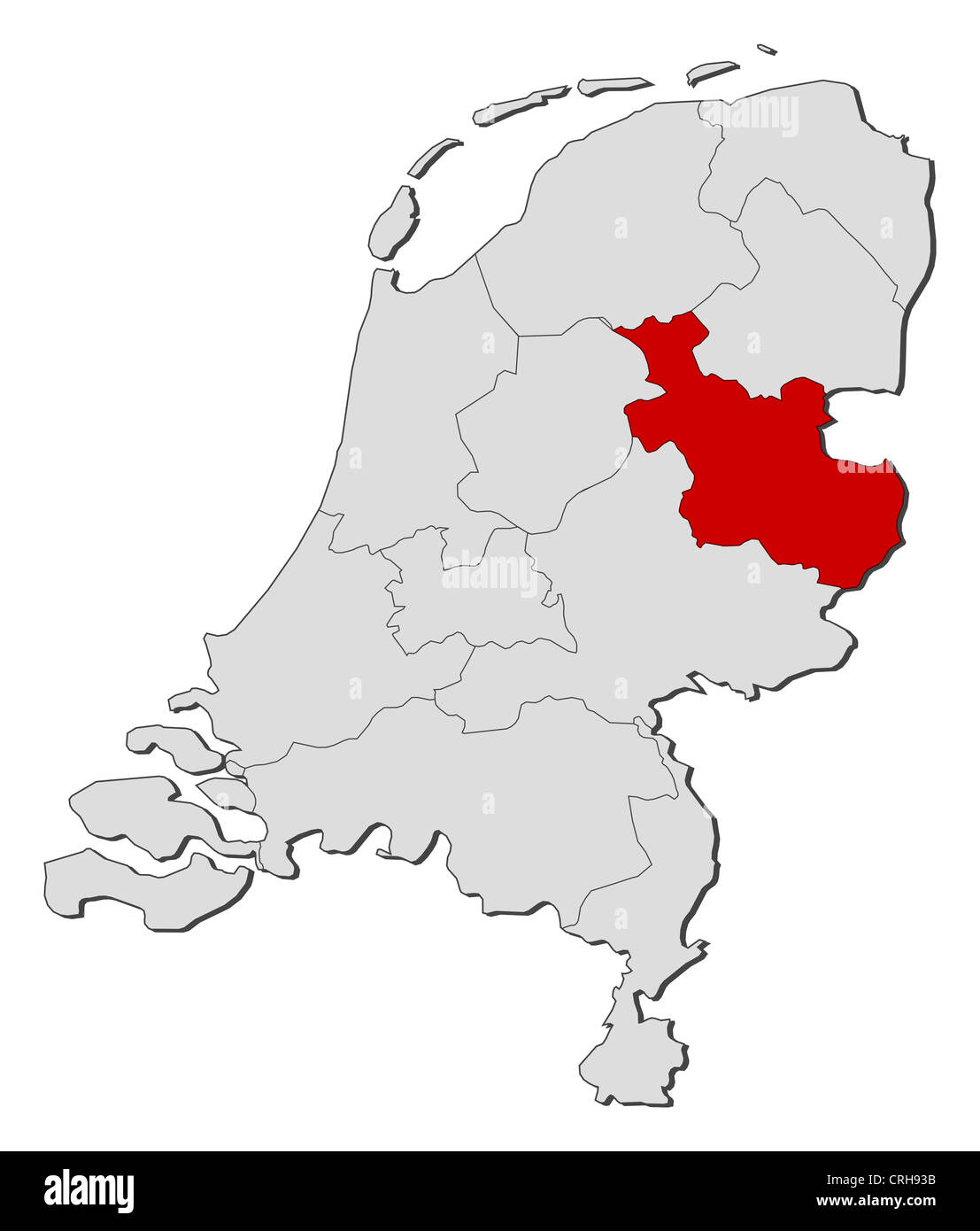 Political map of Netherlands with the several states where Overijssel ...