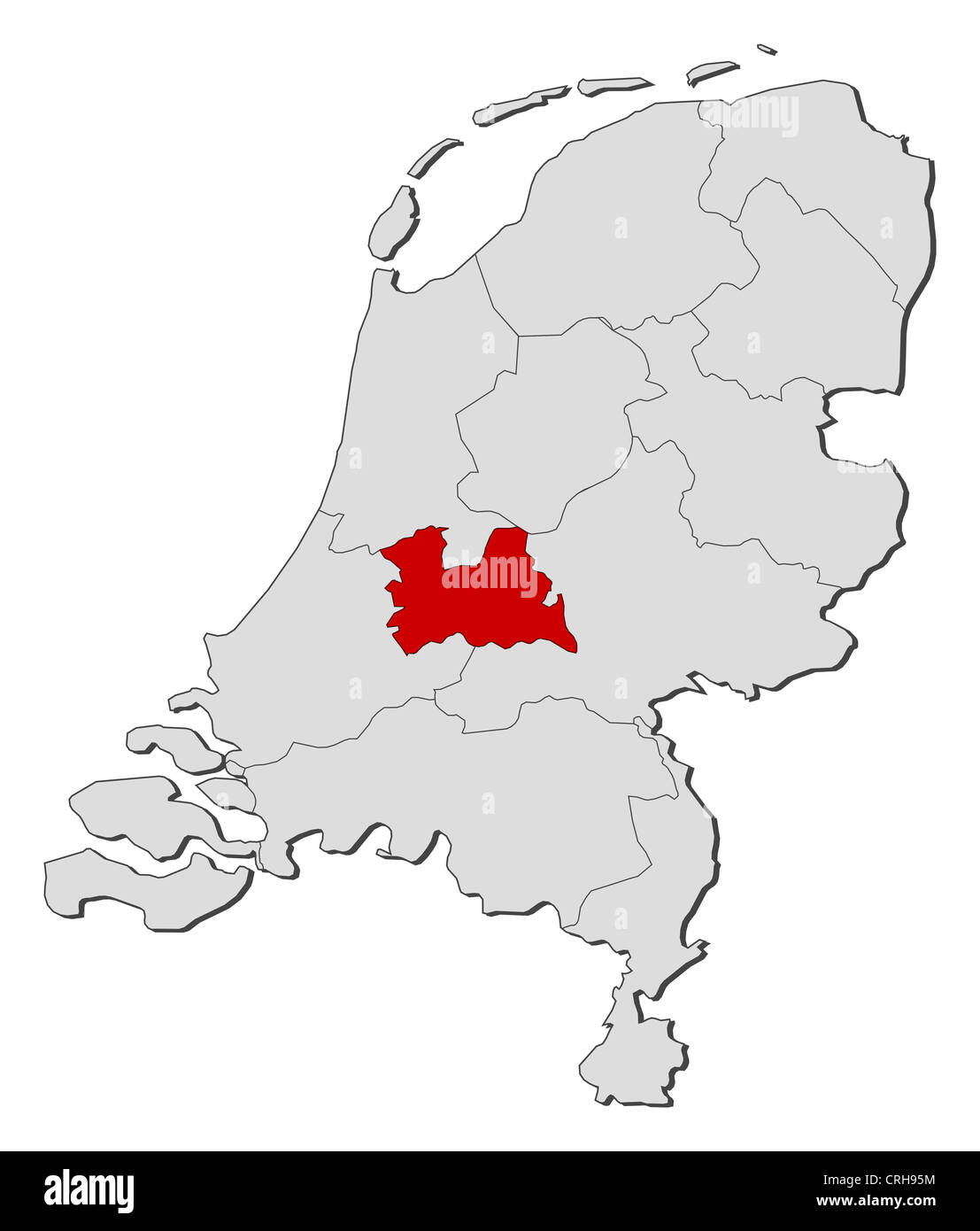 Political map of Netherlands with the several states where Utrecht is ...