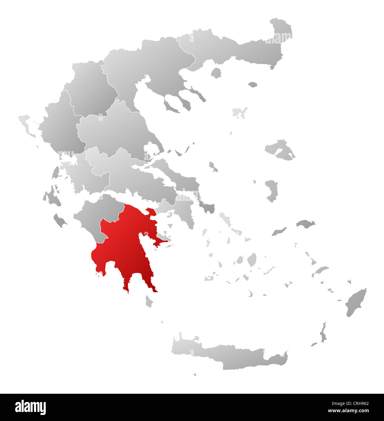 Political map of Greece with the several states where Peloponnece is ...