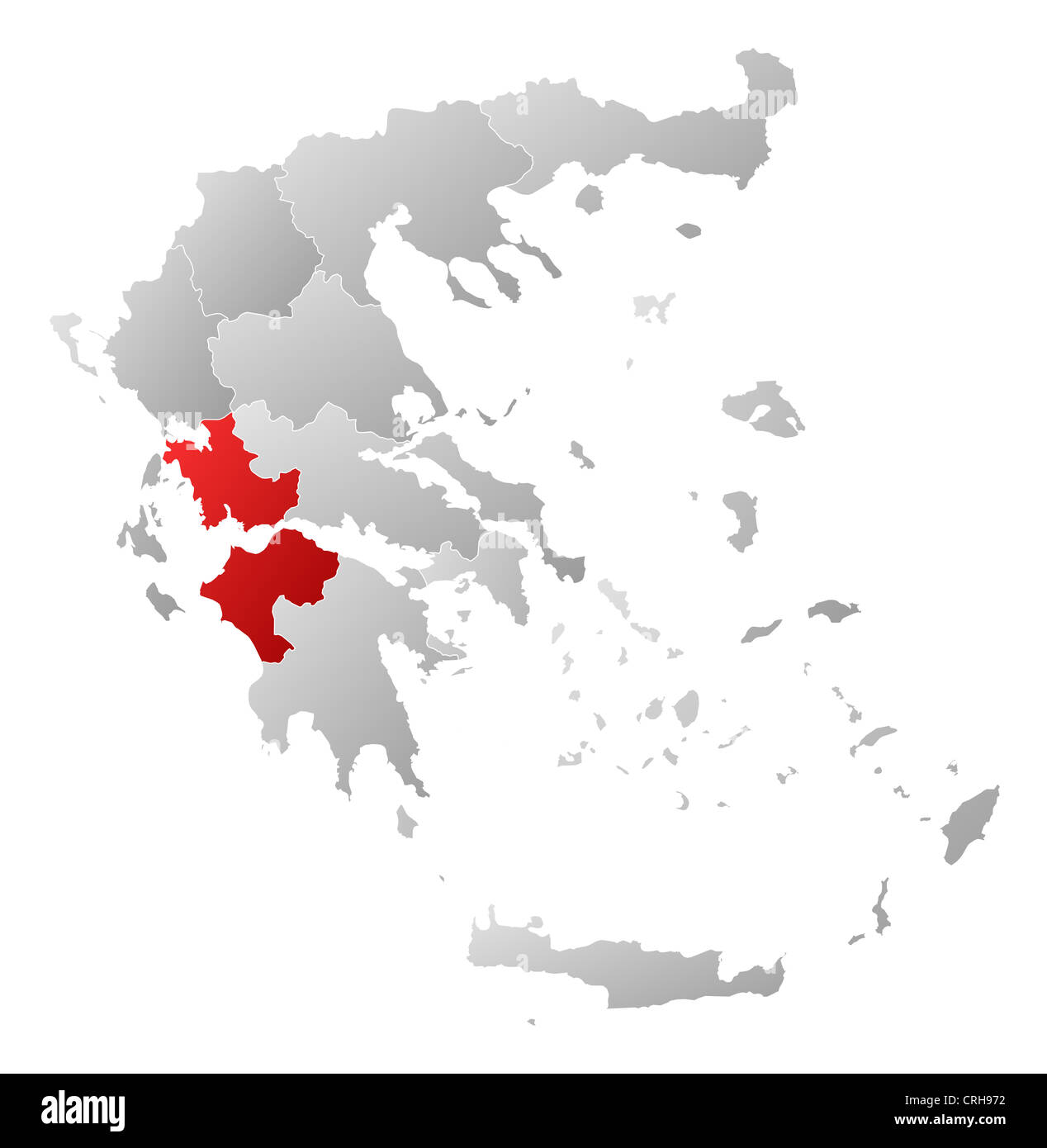 Political map of Greece with the several states where West Greece is ...