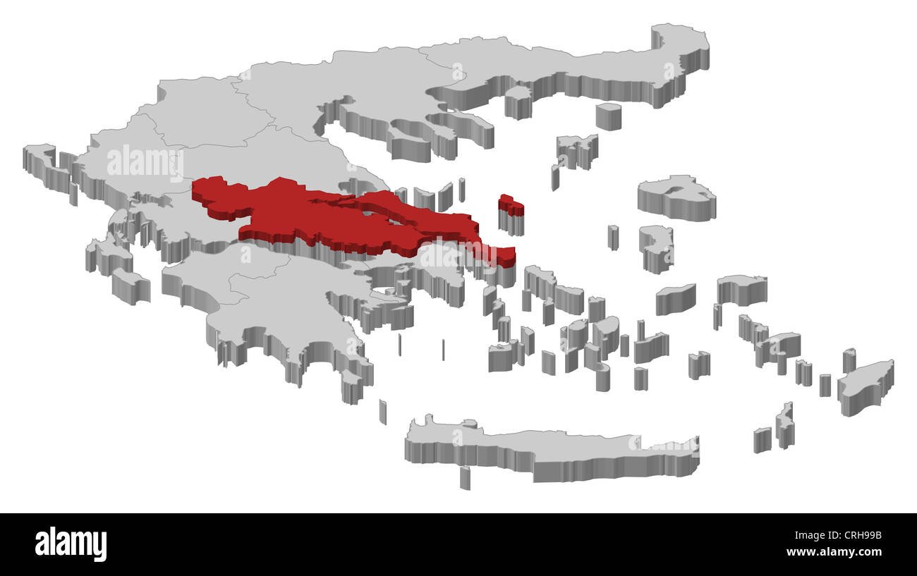 Political map of Greece with the several states where Central Greece is ...