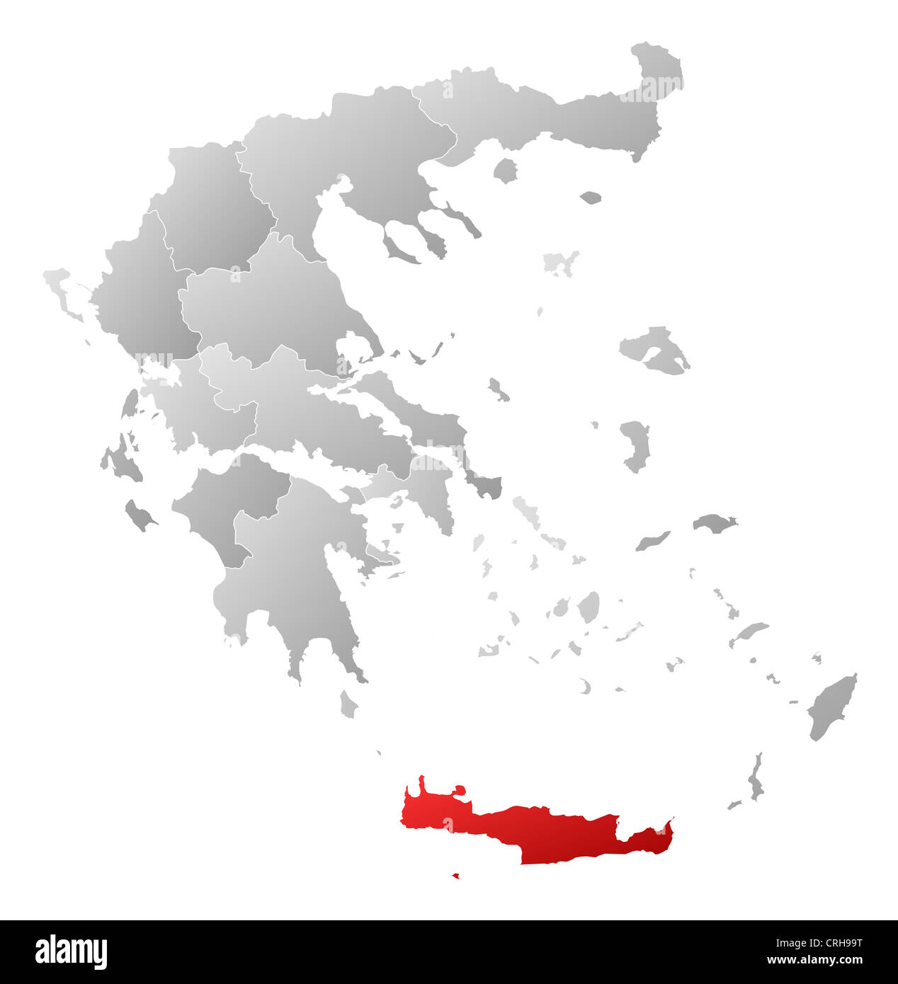 Political map of Greece with the several states where Crete is ...