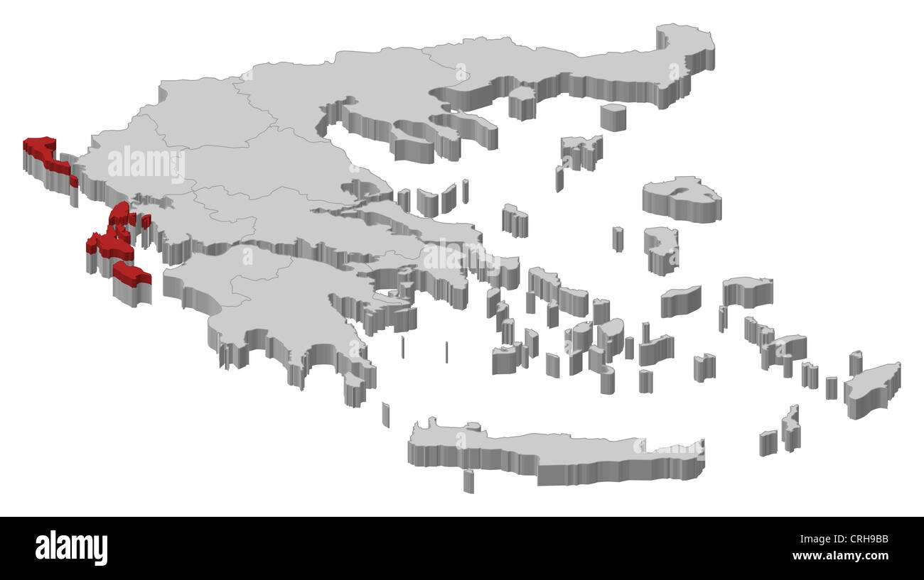 Political map of Greece with the several states where the Ionien ...