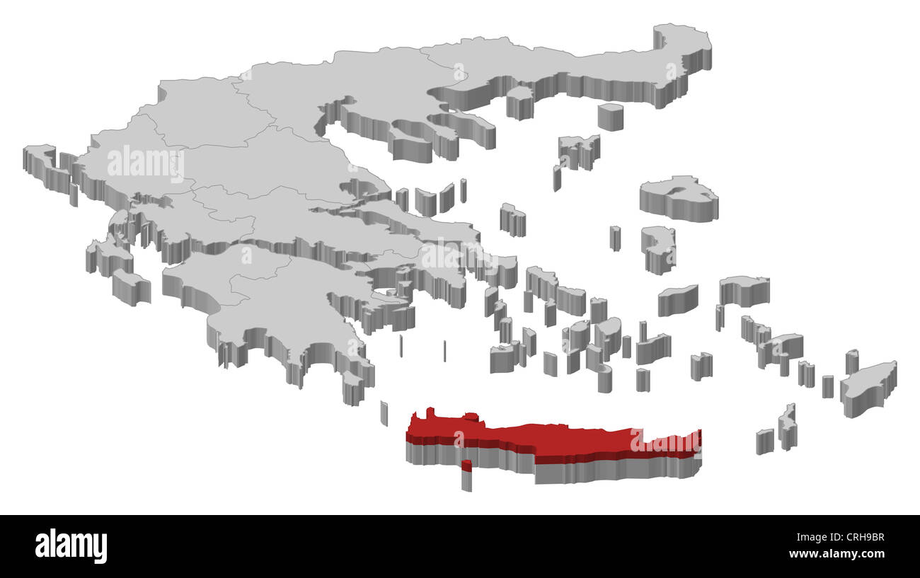 Political map of Greece with the several states where Crete is ...