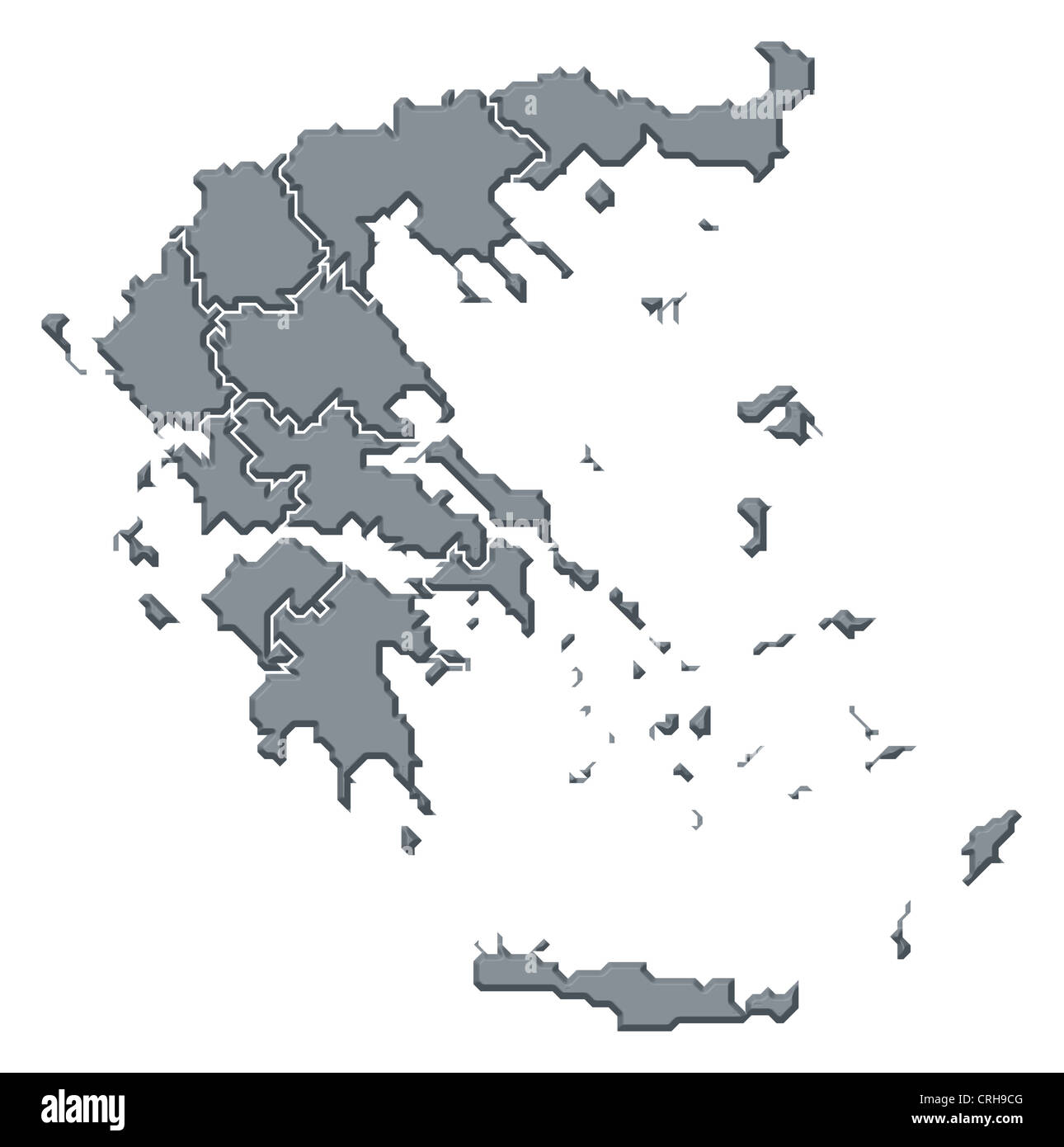 Political map of Greece with the several states Stock Photo - Alamy