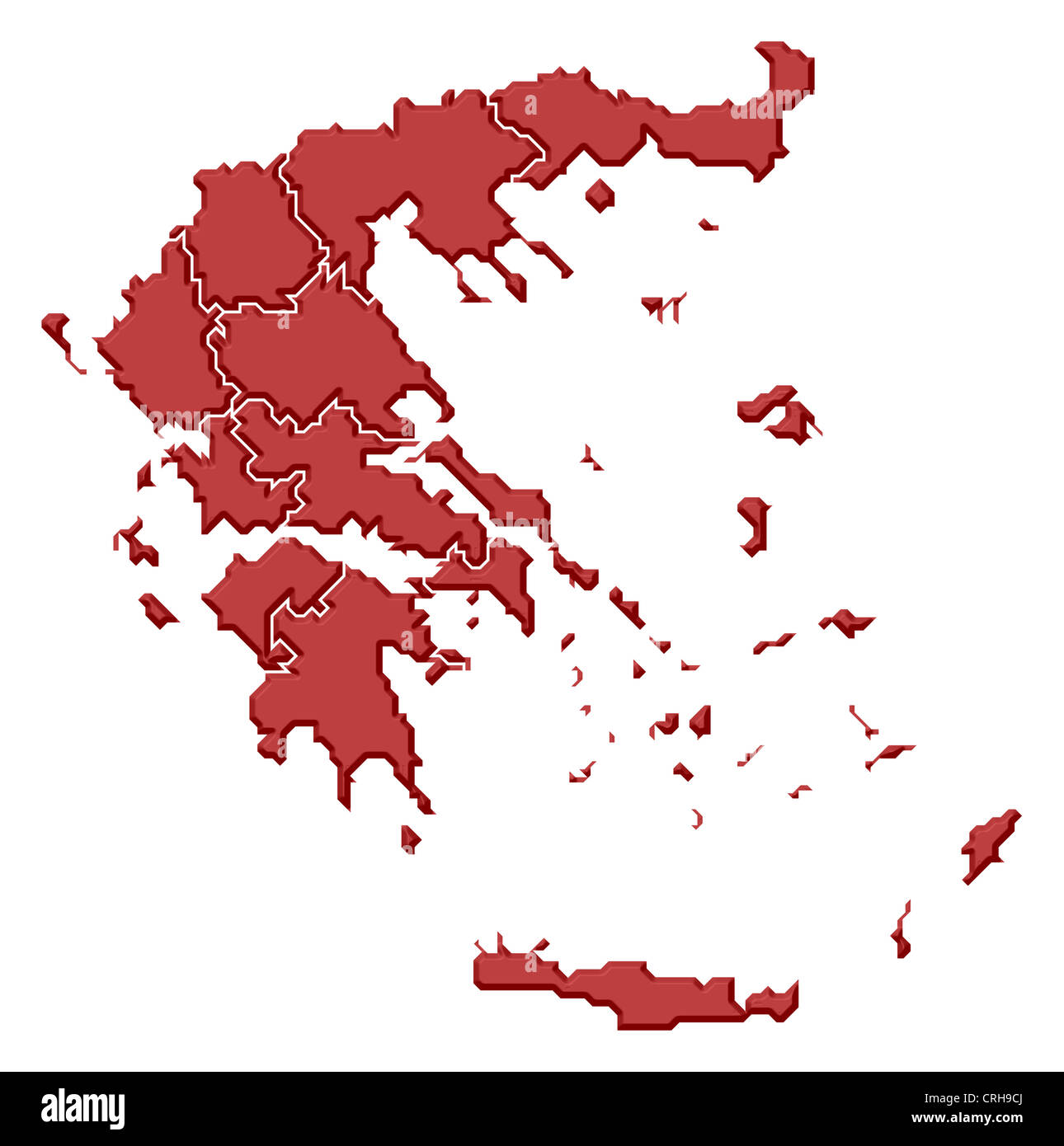 Political map of Greece with the several states Stock Photo - Alamy