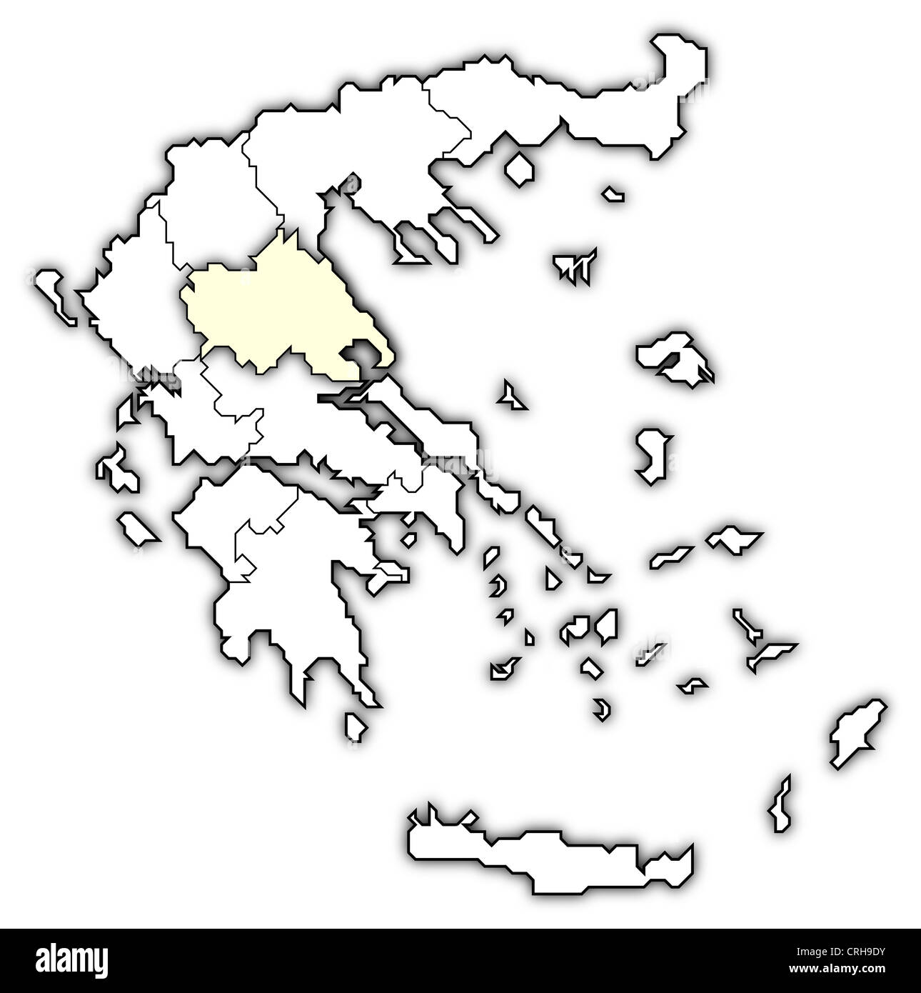 Political map of Greece with the several states where Thessaly is ...