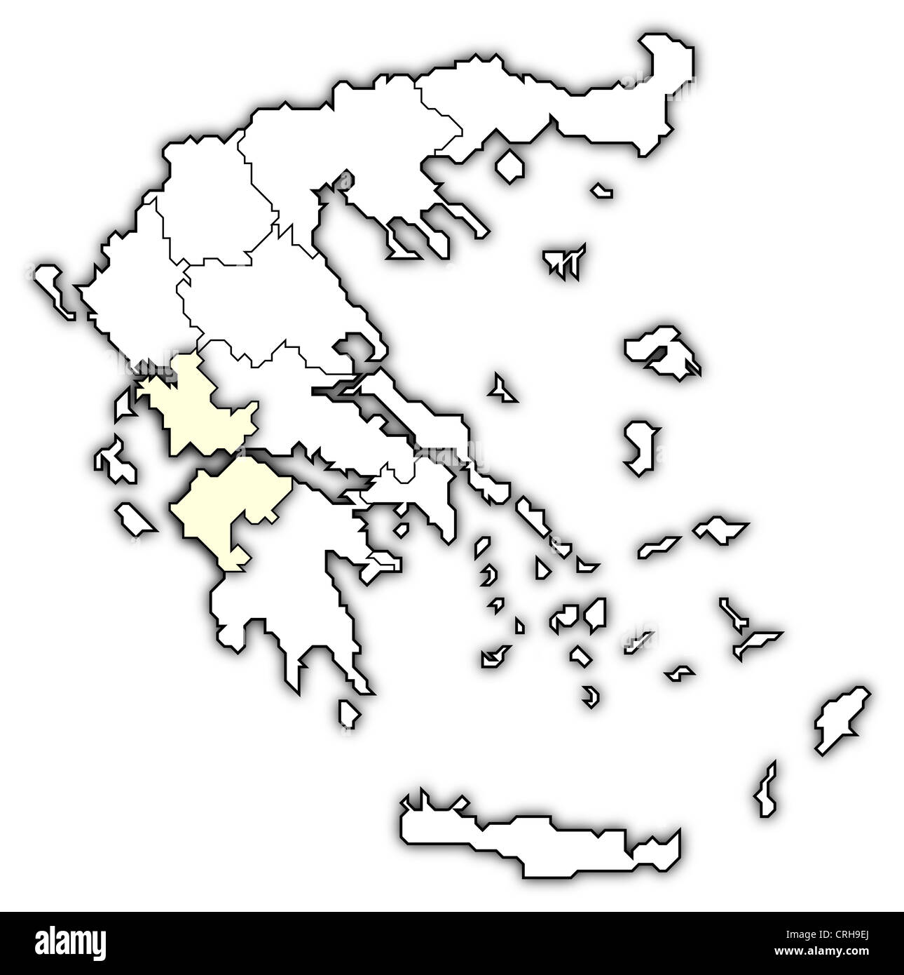 Political map of Greece with the several states where West Greece is ...