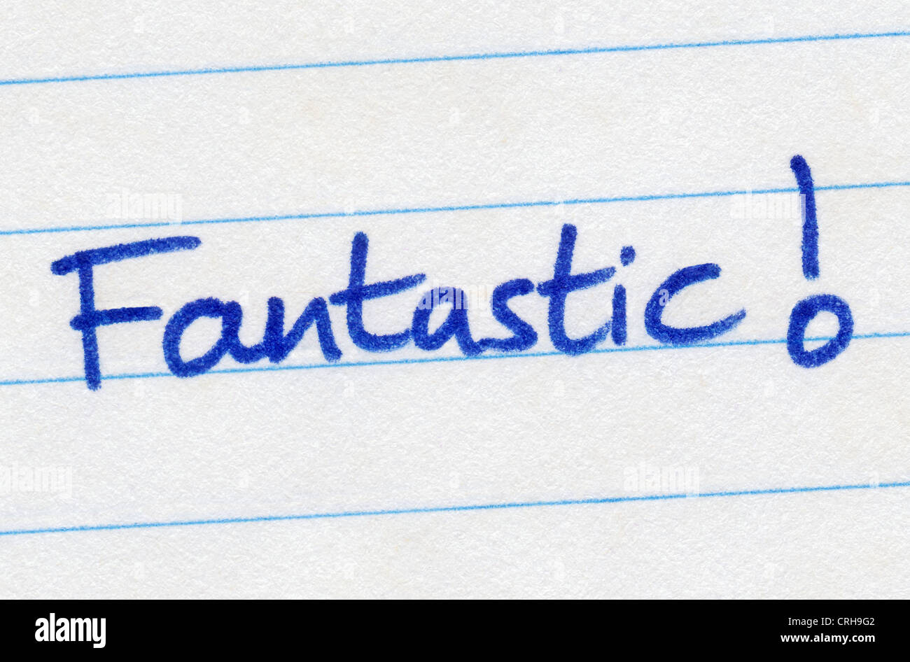 Fantastic written in blue ink on white paper Stock Photo - Alamy