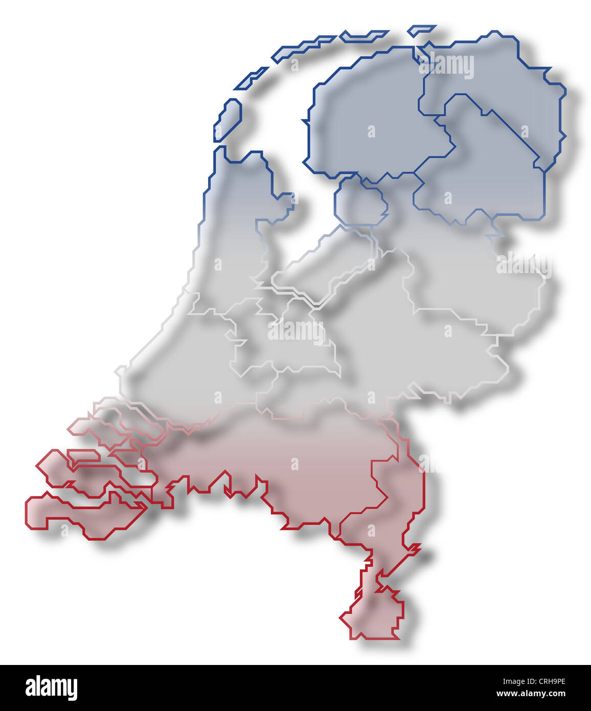 Political map of Netherlands with the several states Stock Photo - Alamy