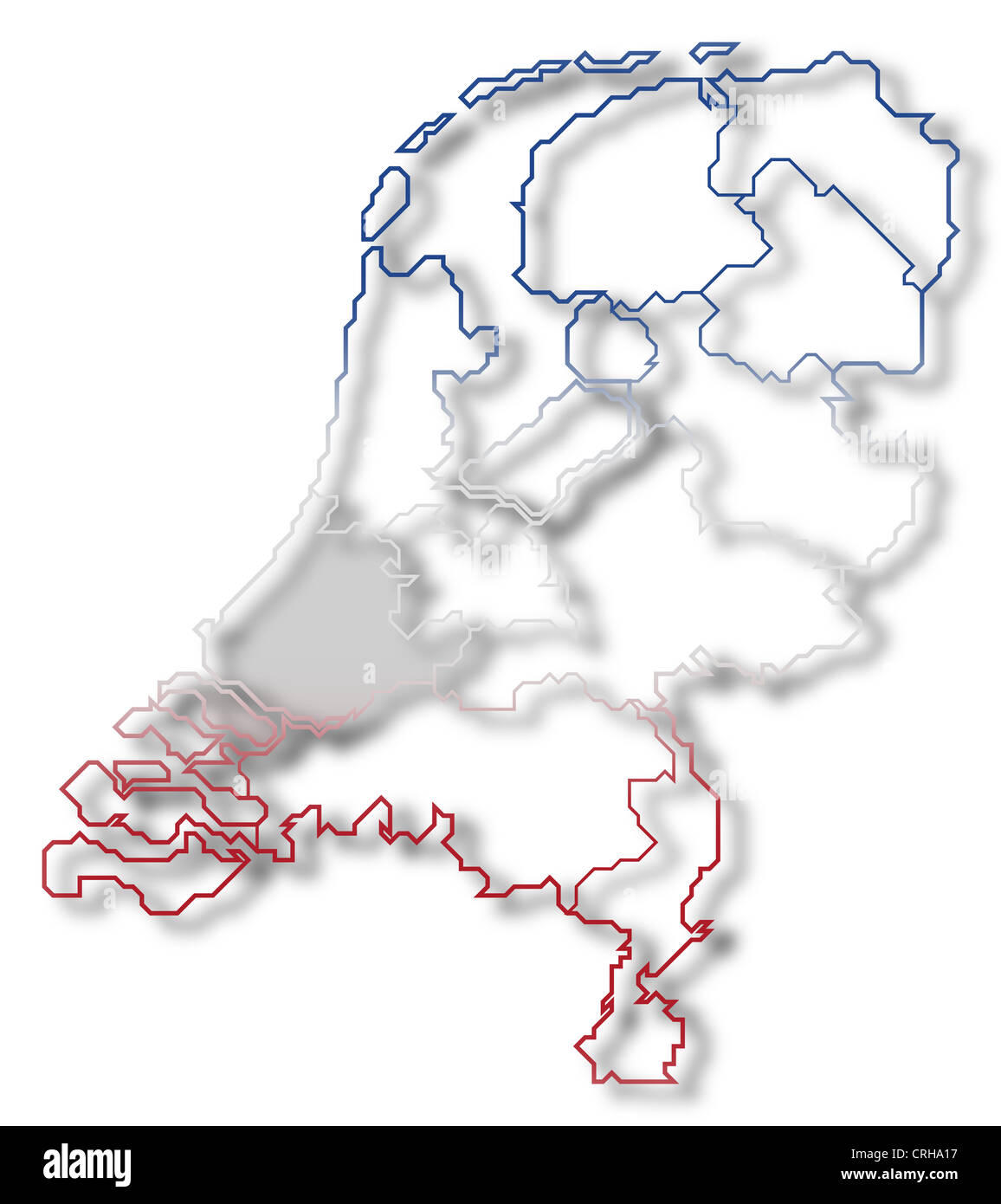 Political map of Netherlands with the several states where South ...