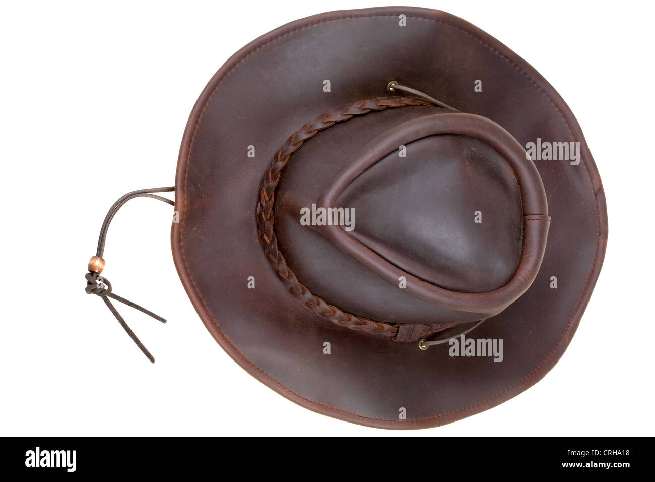Leather brown cowboy hat top view isolated on white Stock Photo - Alamy