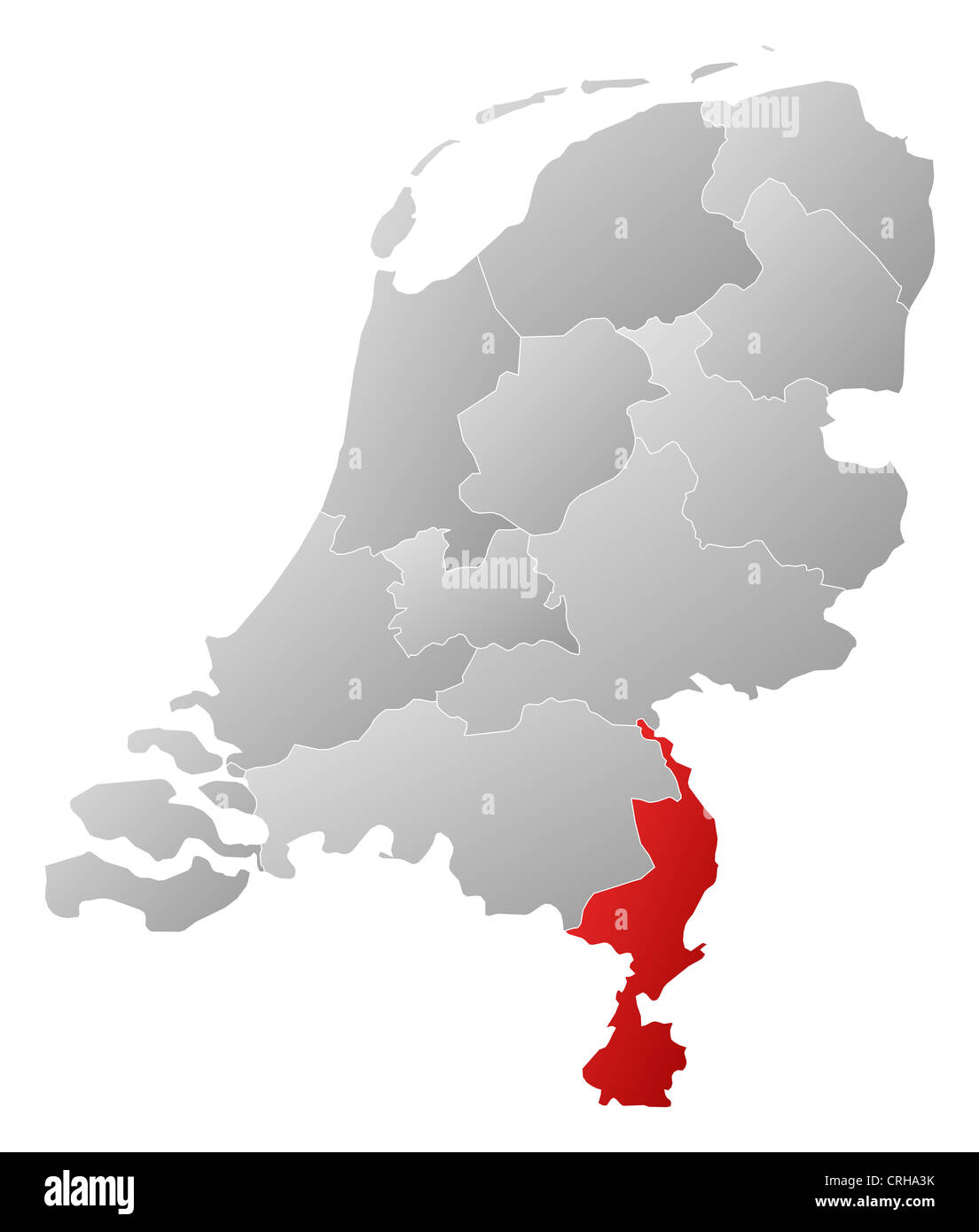 Political map of Netherlands with the several states where Limburg is ...