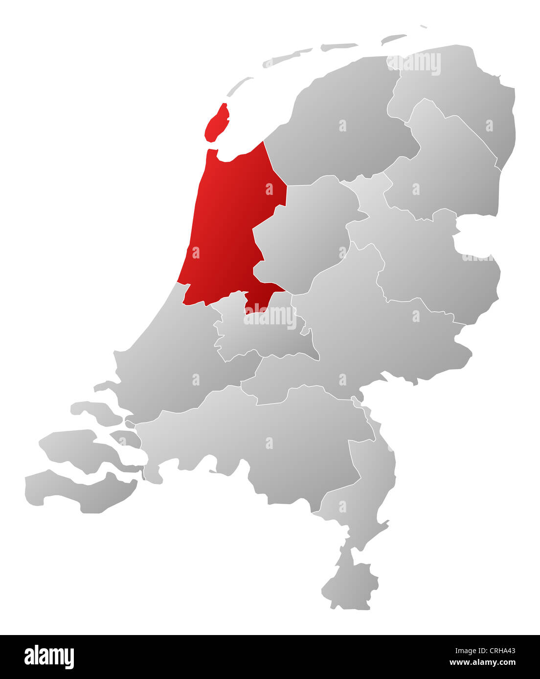Political map of Netherlands with the several states where North ...