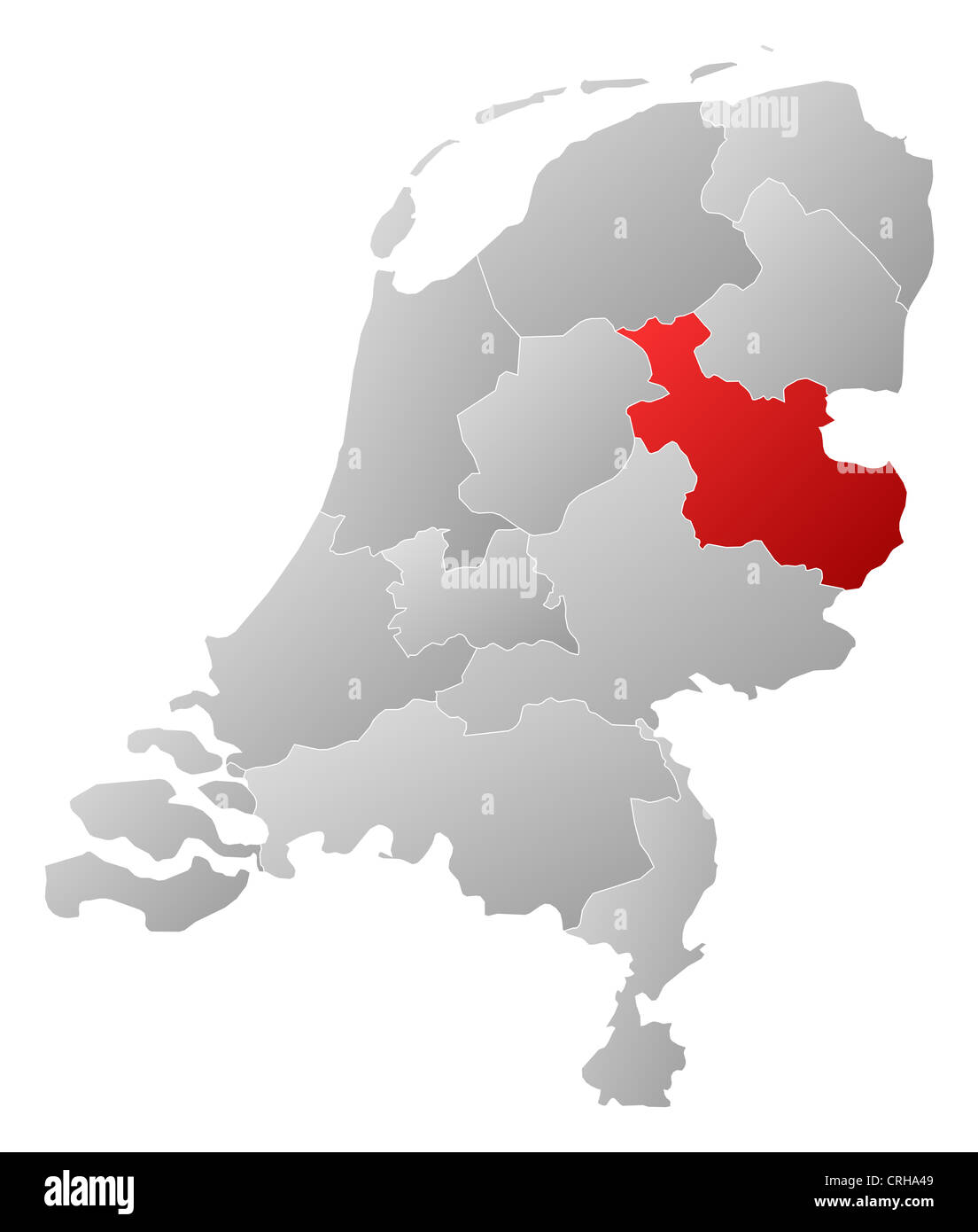 Political map of Netherlands with the several states where Overijssel ...