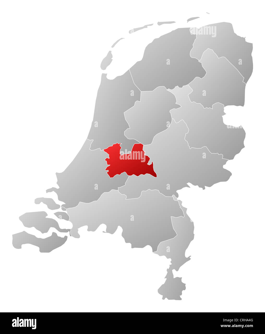 Political map of Netherlands with the several states where Utrecht is ...