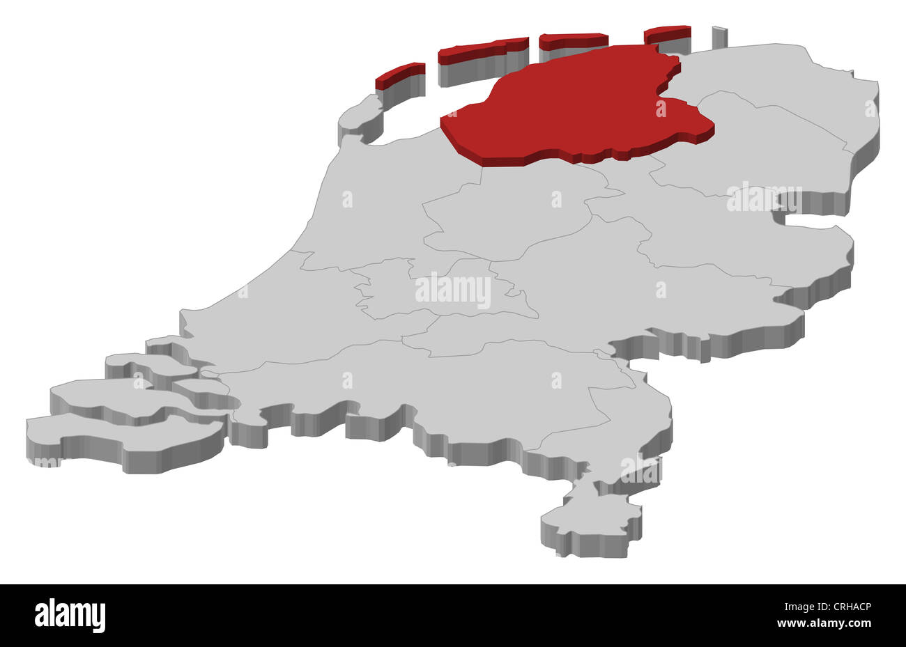 Political map of Netherlands with the several states where Friesland is ...