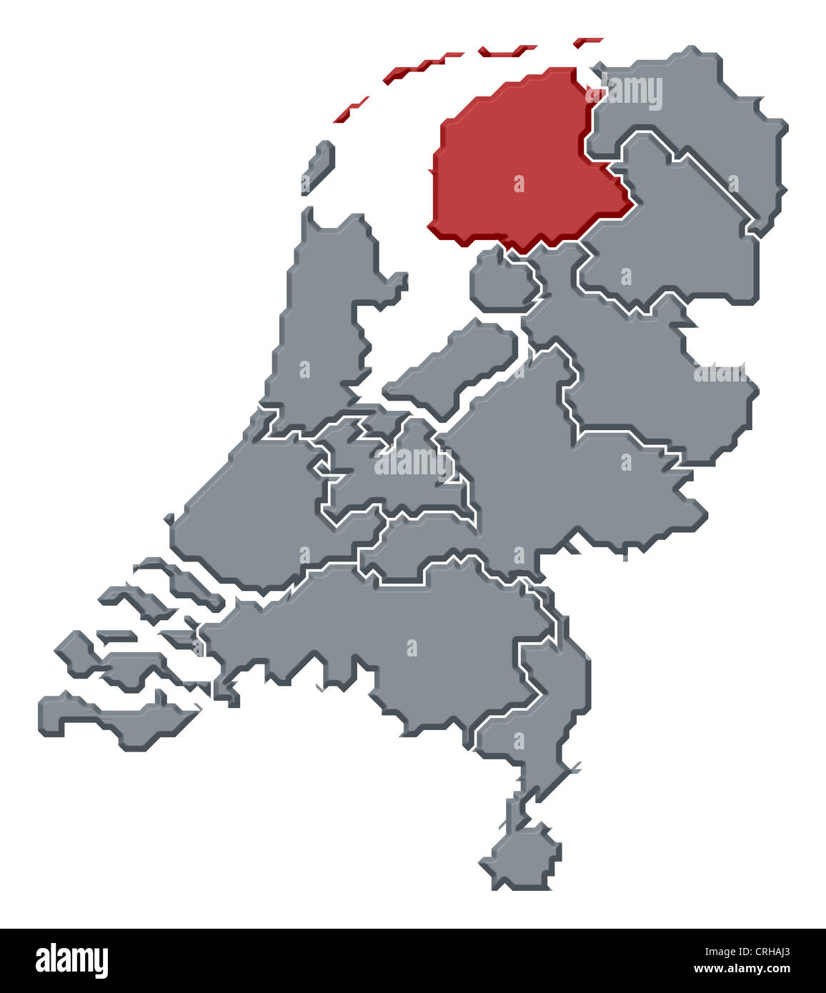 Political map of Netherlands with the several states where Friesland is ...