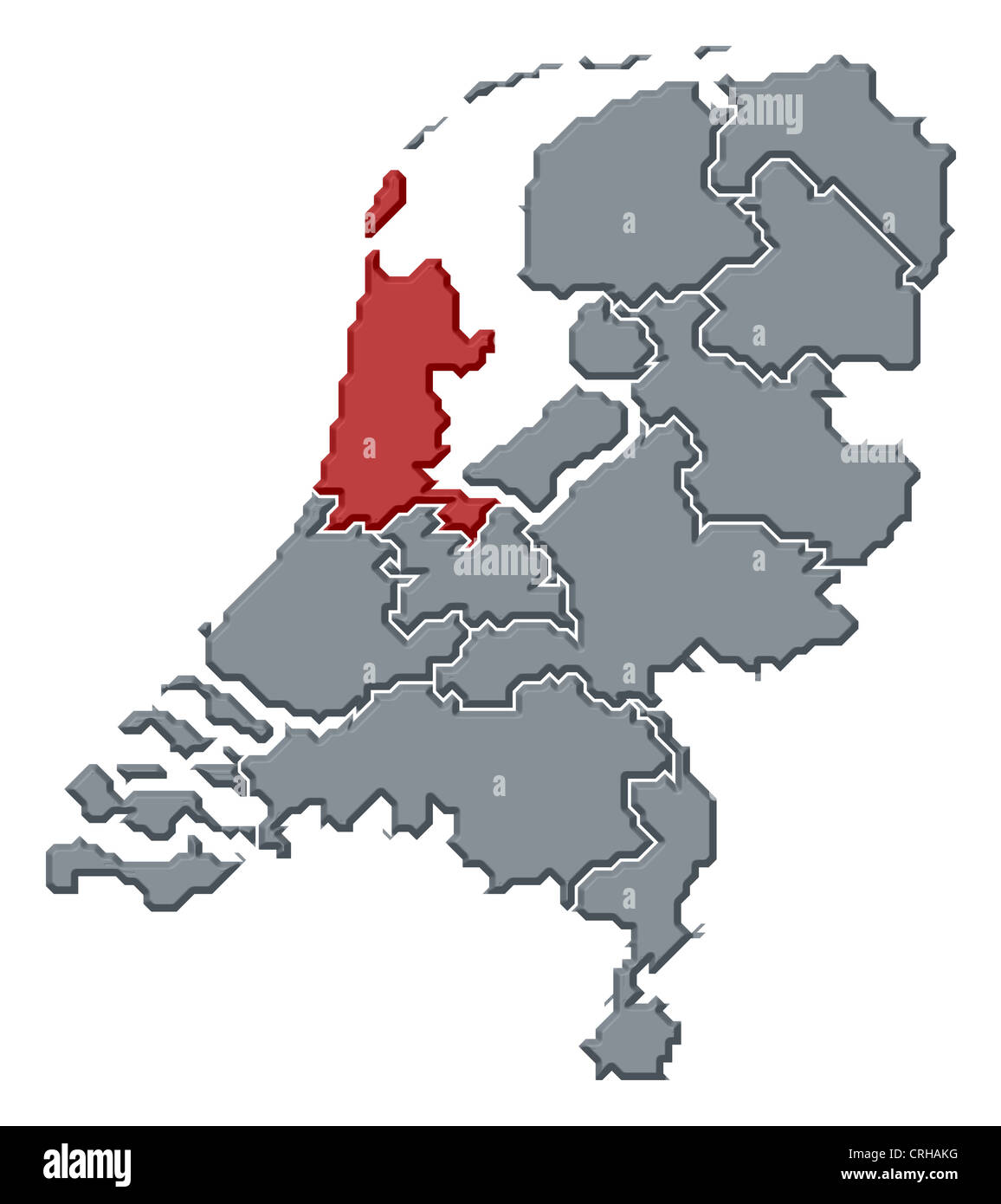 Political map of Netherlands with the several states where North ...