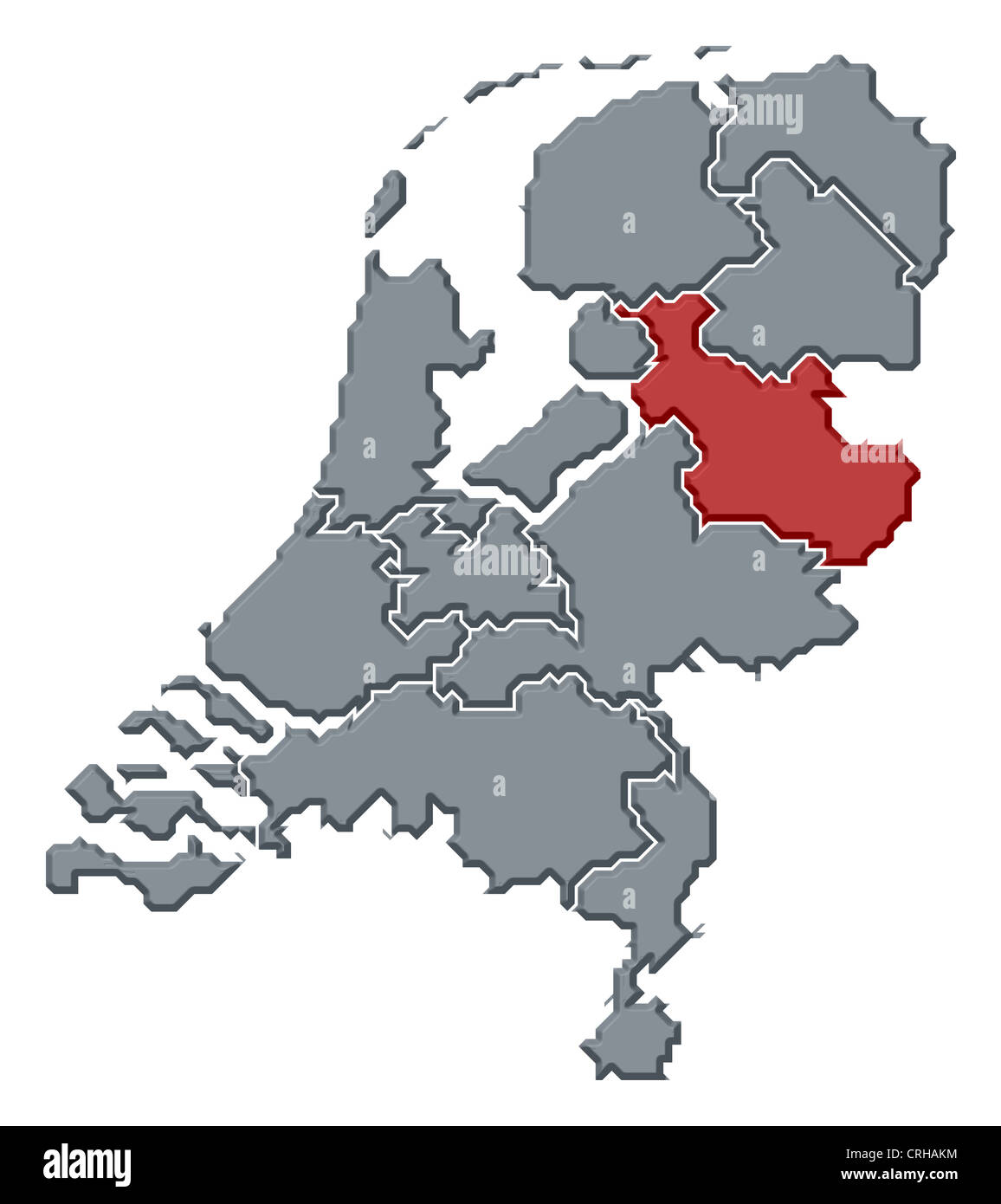 Political map of Netherlands with the several states where Overijssel ...