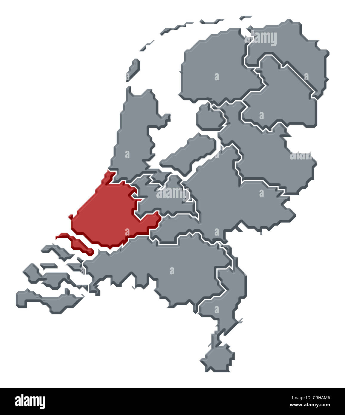 Political map of Netherlands with the several states where South ...