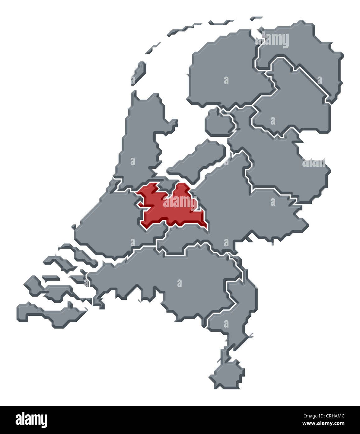 Political map of Netherlands with the several states where Utrecht is ...