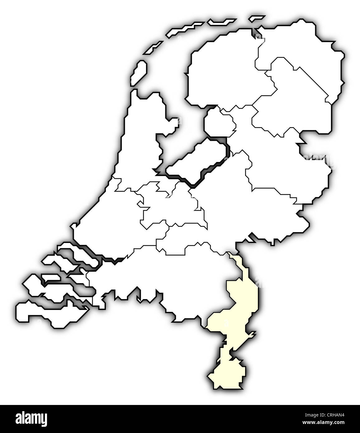 Political map of Netherlands with the several states where Limburg is ...
