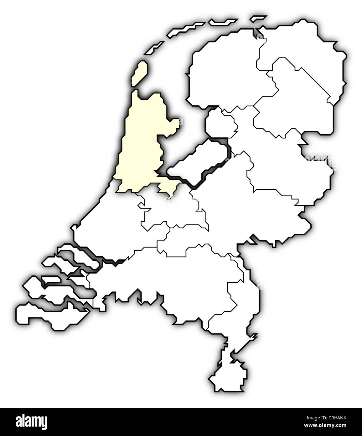 Political map of Netherlands with the several states where North ...