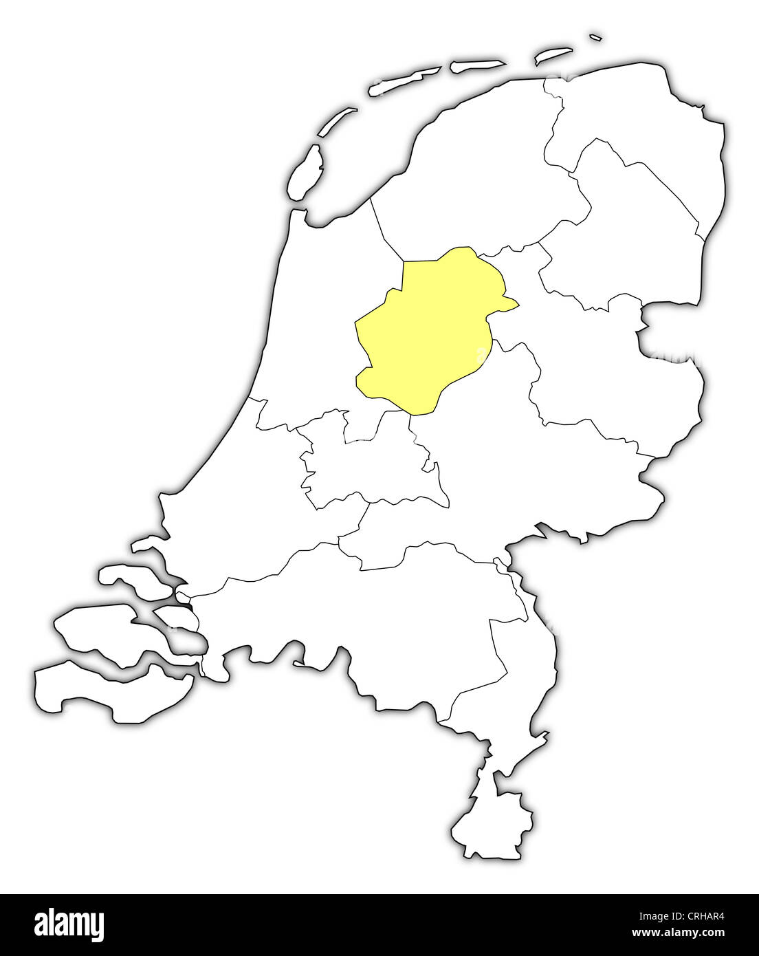 Political map of Netherlands with the several states where Flevoland is ...