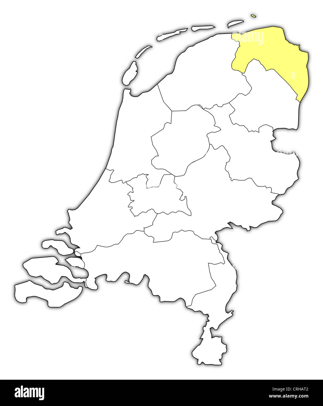 Political map of Netherlands with the several states where Groningen is ...