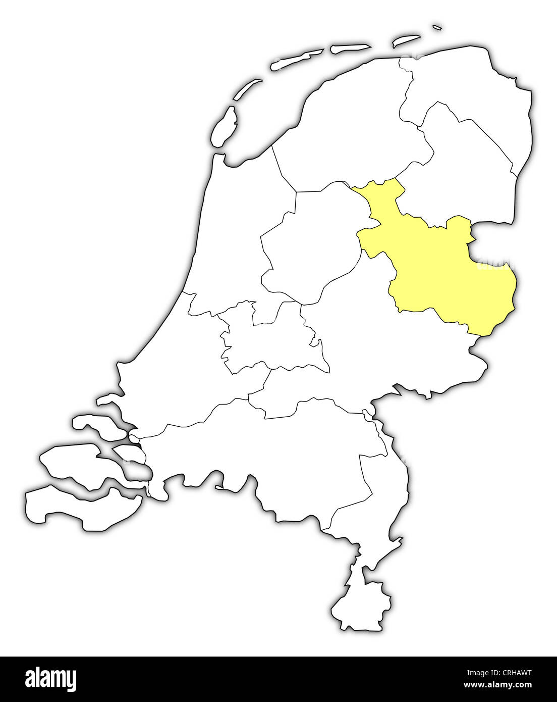Political map of Netherlands with the several states where Overijssel ...