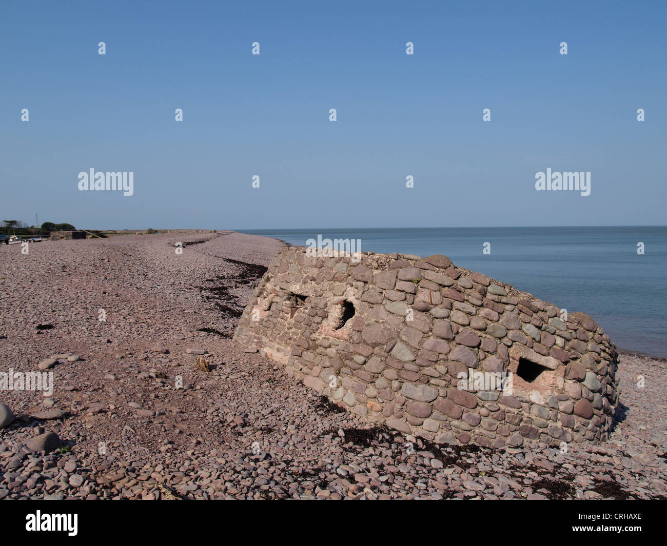 Old pillbox on the beach at Porlock Weir, Somerset, UK Stock Photo - Alamy