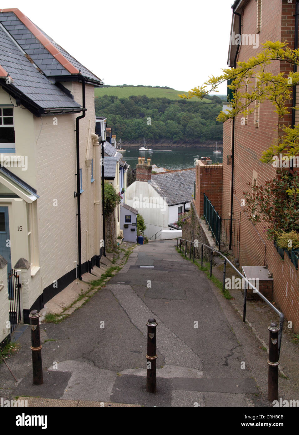 Narrow steep streets of Fowey, Cornwall, UK Stock Photo - Alamy