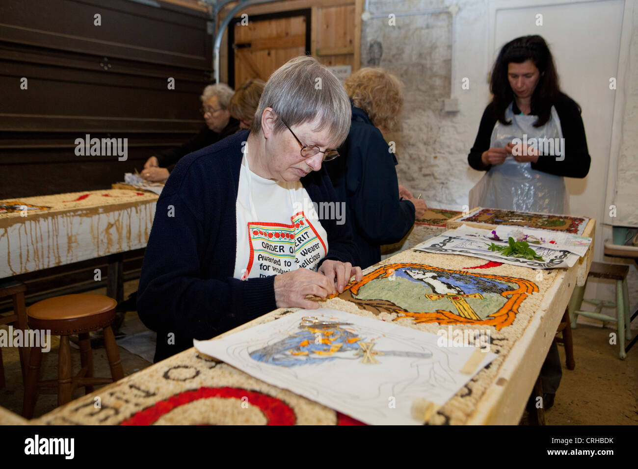 Well Dressing [2012], Tideswell, Derbyshire, England. 'Petalling' the ...