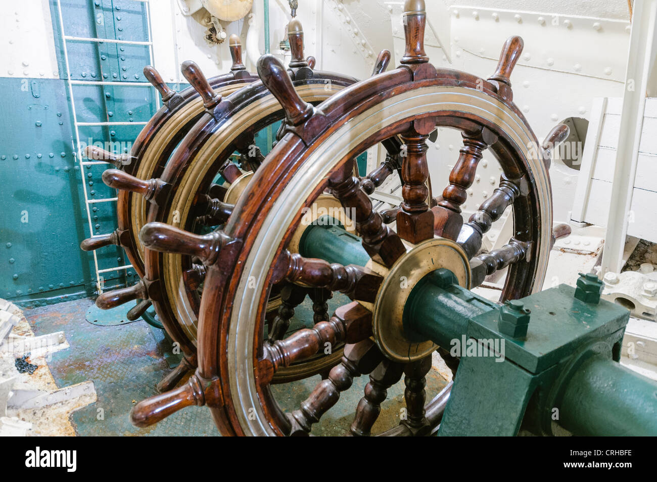 Tiller Flats to manually turn the rudder on HMS Caroline (Belfast), the ...