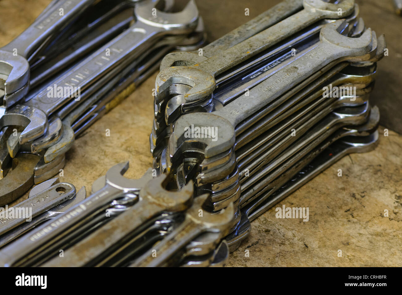 Pile of large spanners Stock Photo - Alamy