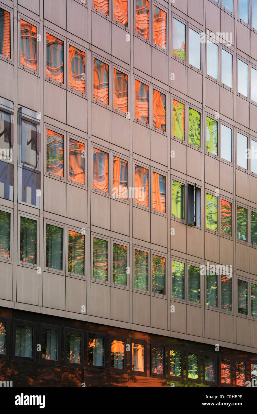 Central St Giles buildings reflecting in office block glass windows in ...